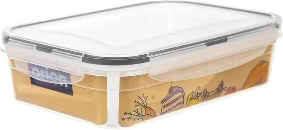 Orion Krabička na jídlo, těsnící se 4 klipy, 2 sekce, 1 L, 21x15x6cm