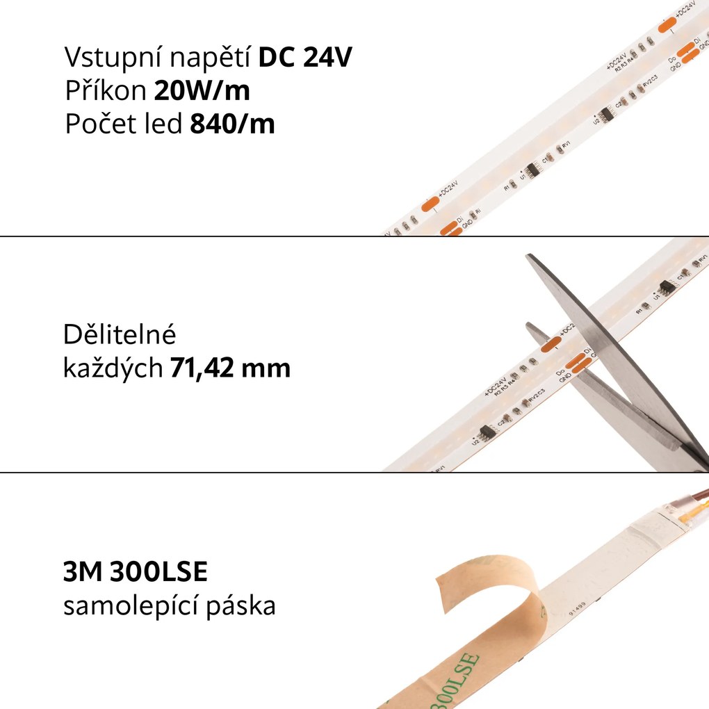 T-LED 084116 LED pásek digitální COB 24SPI20 RGBCCT WS2811F RGBCCT