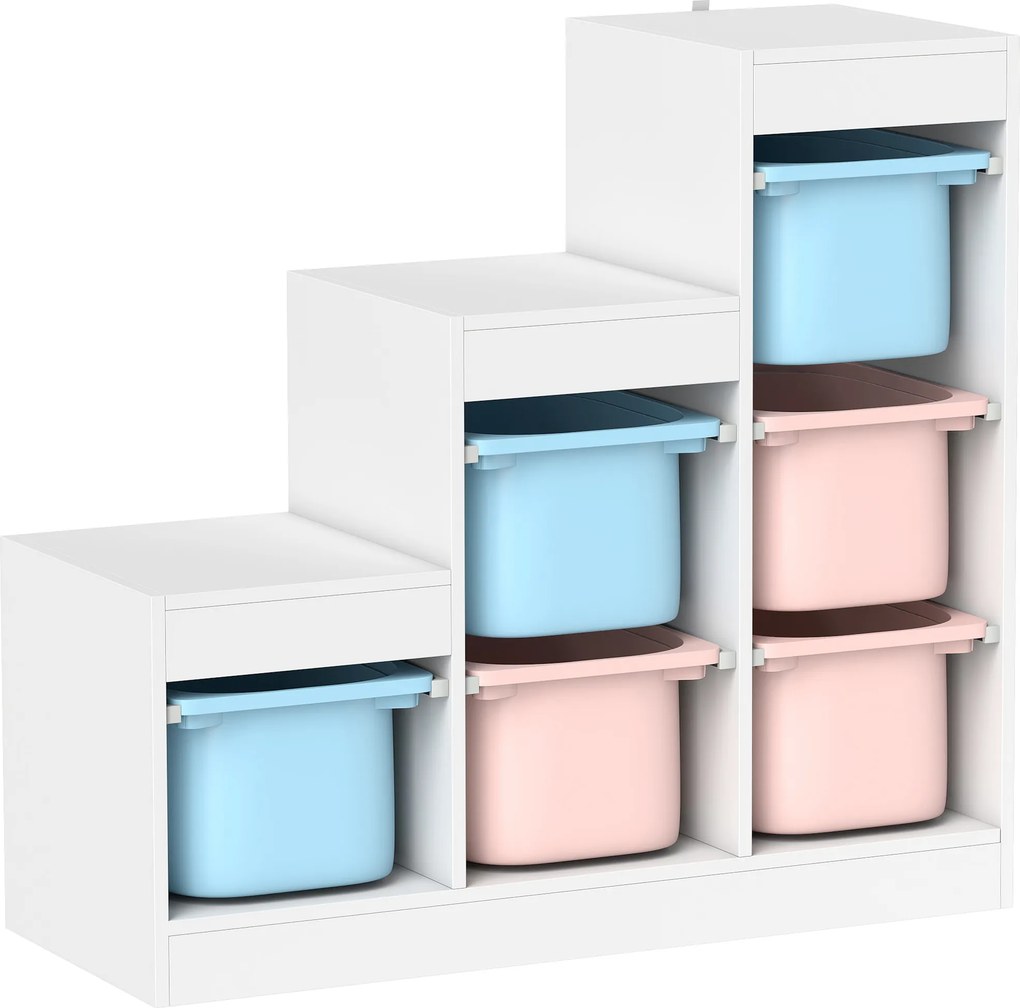 AIYAPLAY Dětský úložný box na hračky se 6 vyjímatelnými boxy, 3 patra, 96 x 38,5 x 90 cm, vícebarevný
