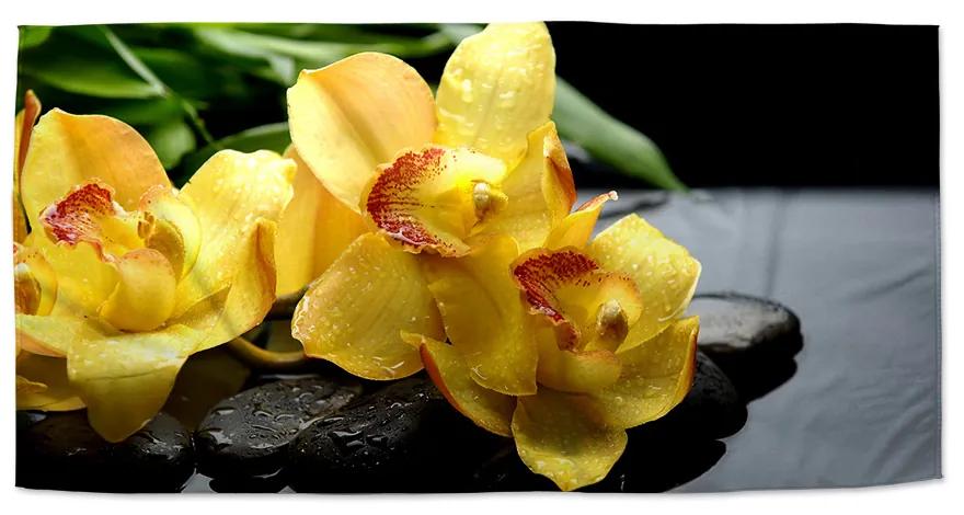 Ručník SABLIO - Žluté orchideje 50x100 cm