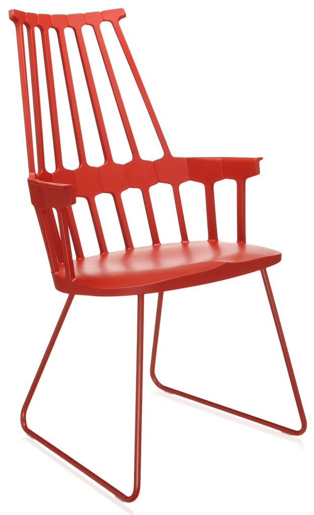 Kartell - Židle Comback Sled Base, oranžovo-červená