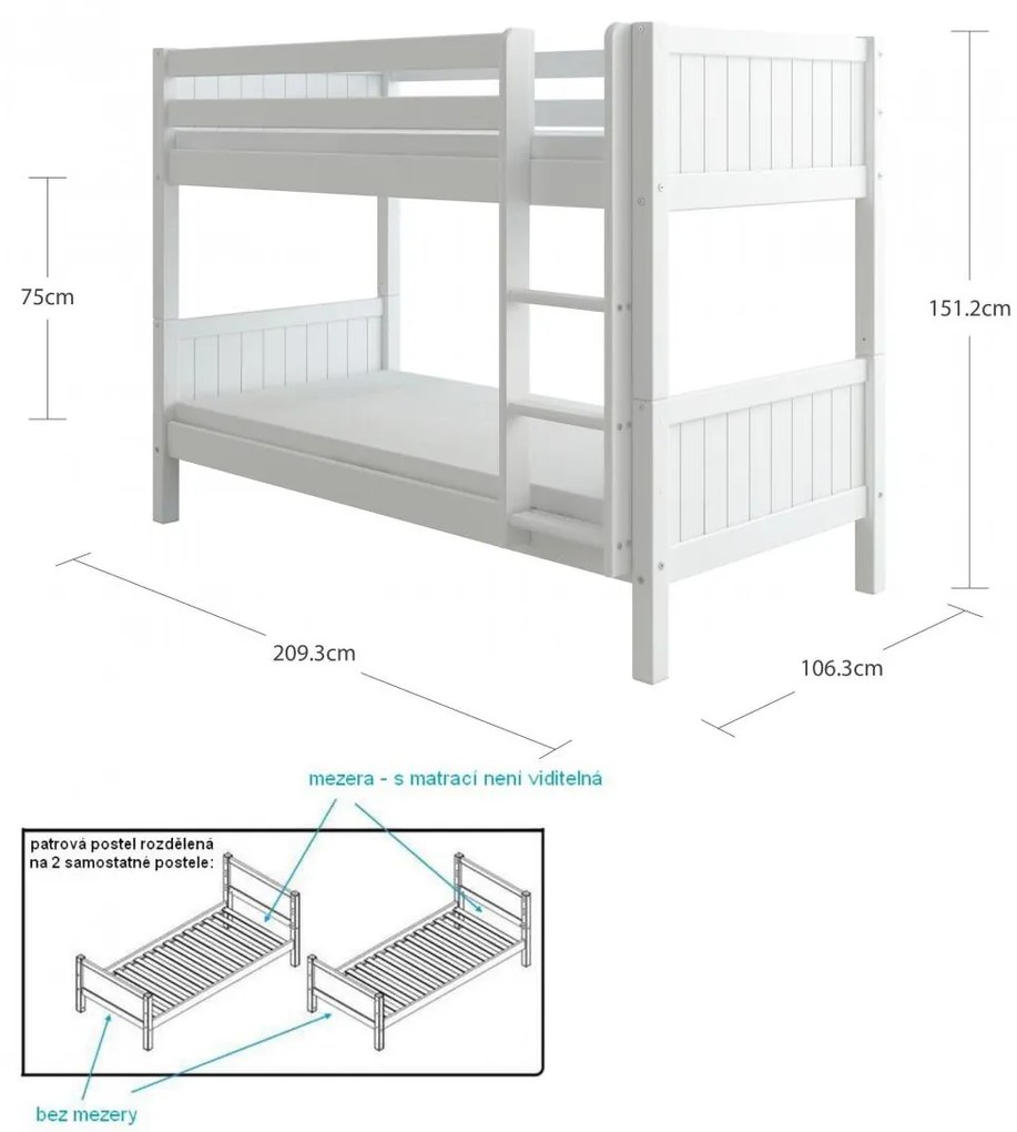FN Patrová postel Romantic 457 bílá