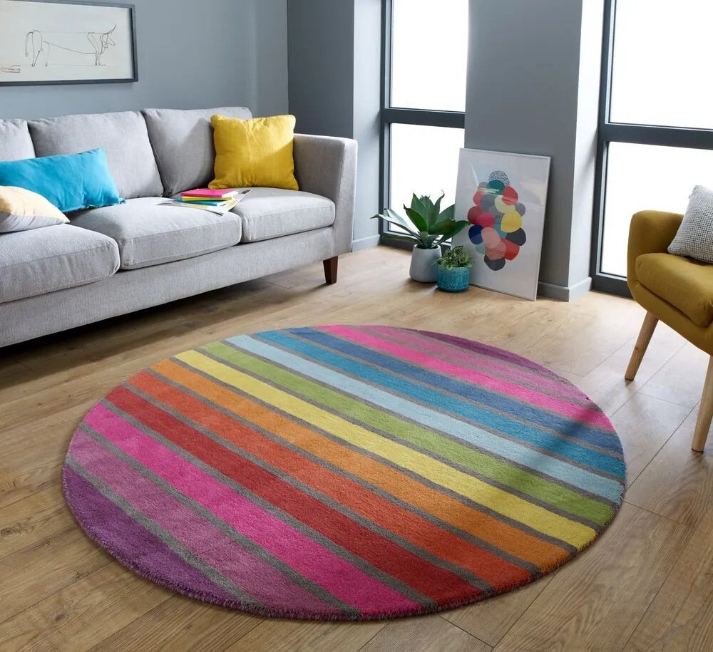 Flair Rugs koberce Ručně všívaný kusový koberec Illusion Candy Multi kruh ROZMĚR: 160x160 (průměr) kruh