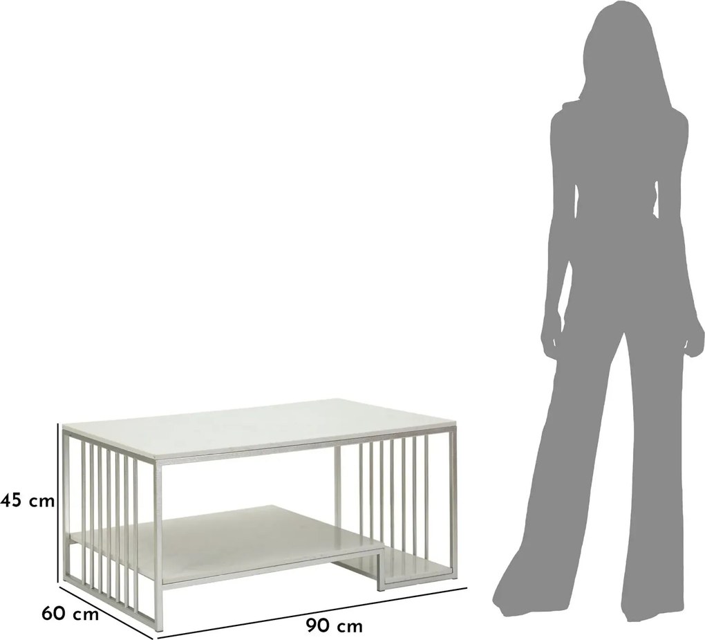 Konferenční stolek Kayseri 90 cm mramor/stříbrný