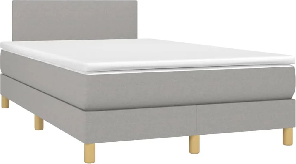 Box spring postel s matrací a LED světle šedá 120x190 cm textil 3270074