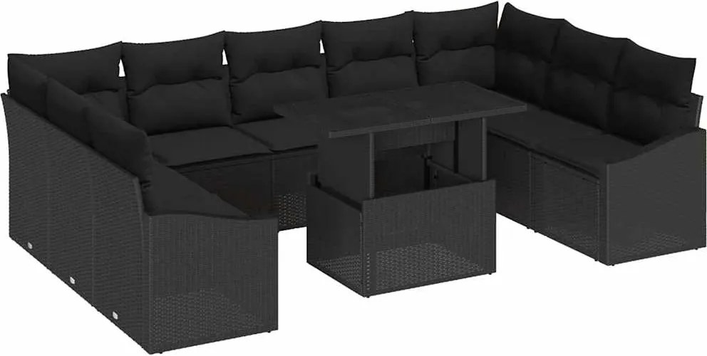 Set pohovek 10 ks Černá polyratan 3349069