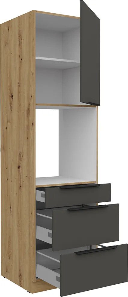 ARIA pa | vysoká skříňka 60 DPS-210 3S1F na vestavnou troubu | PREMIUM BOX | 60 cm | ANTI FINGERPRINT povrch | artisan/šedá grafit