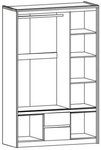 Šatní skříň DOMINIKA 3D dub artisan/šedý