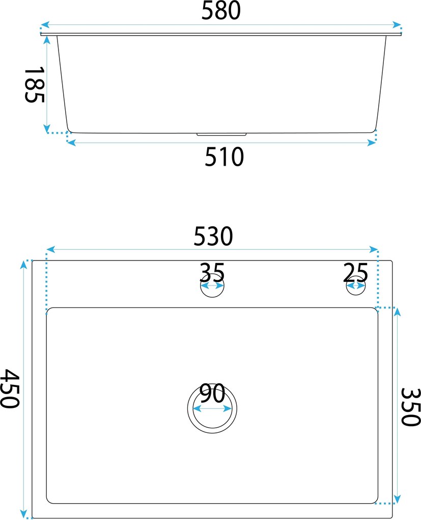 Rea Liam, ocelový kuchyňský dřez 580x450x185 mm, měděná matná, ZLE-06050