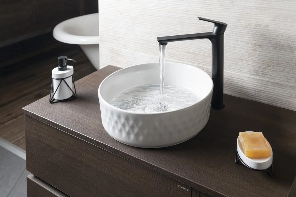 Isvea Isvea, ROMBO keramické umyvadlo na desku, průměr 36cm, bílá, 10NF67036