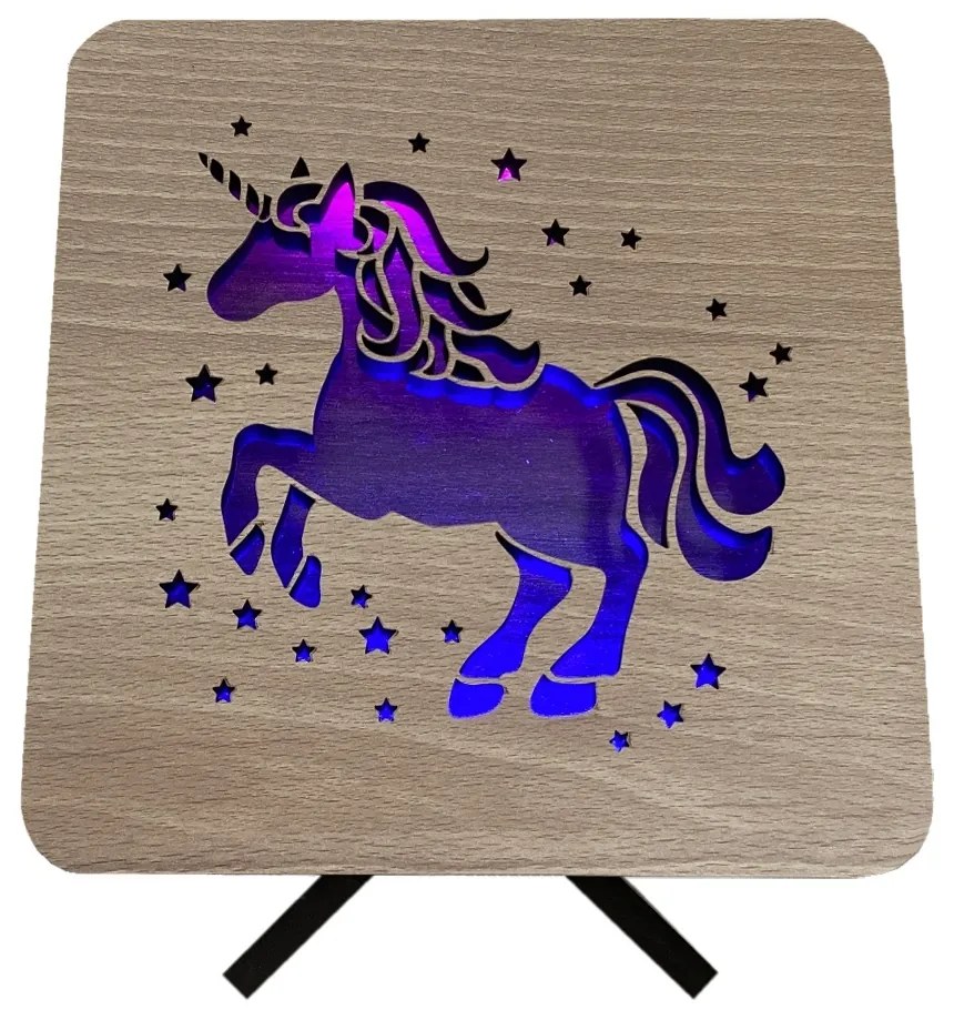 Li-Go "Jednorožec barevný" lampa 19x19cm provedení povrchu: dub