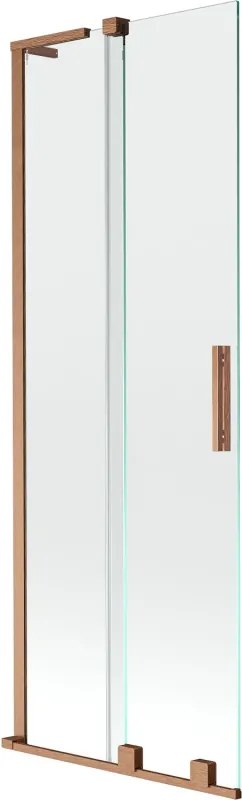 Mexen Velar L, 2-křídlová posuvná vanová zástěna 70 x 150 cm, 8mm čiré sklo, měděná matná, 896-070-003-01-65