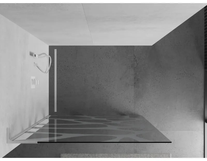 Mexen Kioto L, sprchová zástěna Walk-In 100 x 200 cm, 8mm čiré sklo bílý vzor, bílý profil, 800-100-103-20-97