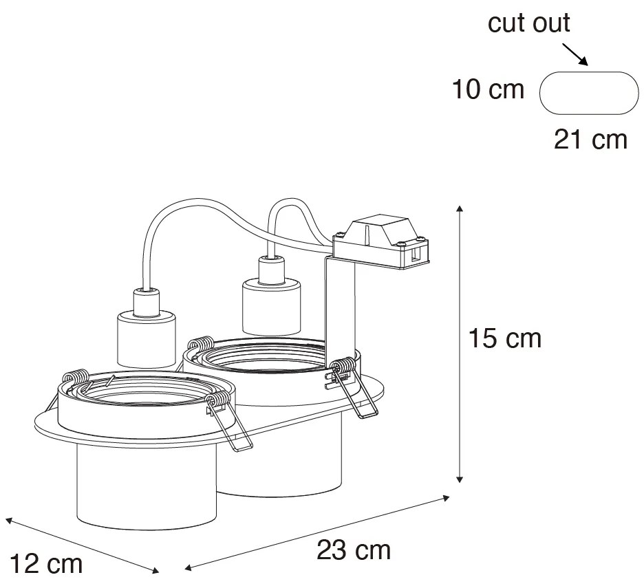 Kulaté zapuštěné bodové světlo bílé GU10 70 mm výklopné 2-světlo - Installa