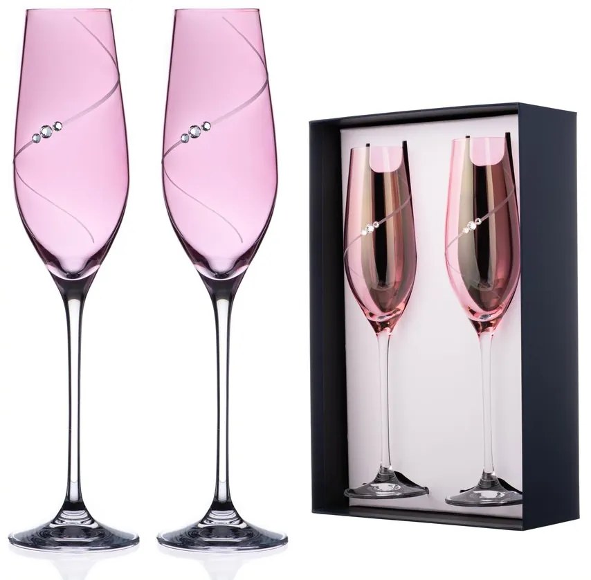 Diamante skleničky na šampaňské Silhouette City Pink s kamínky Swarovski 210 ml 2KS