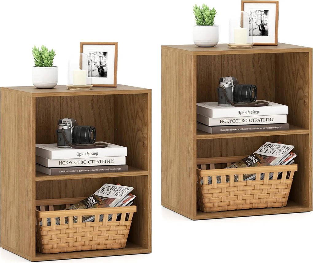 Costway Sada 2 dvoupatrových knihoven 42 cm, přírodní
