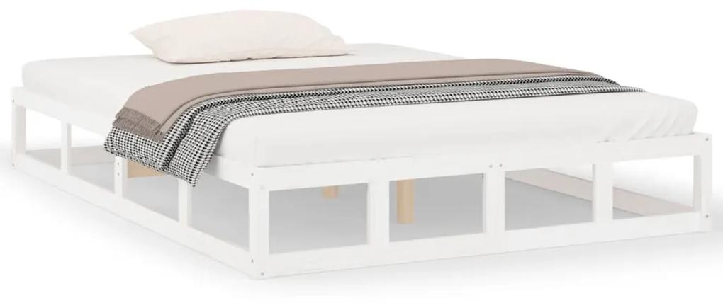 Rám postele bílý 140 x 200 cm masivní dřevo - Default Title