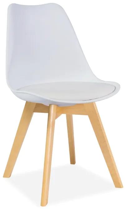 MAXIVA Jídelní židle - KRIS buk, plast/ekokůže, různé barvy na výběr Sedák: bílý (plast)