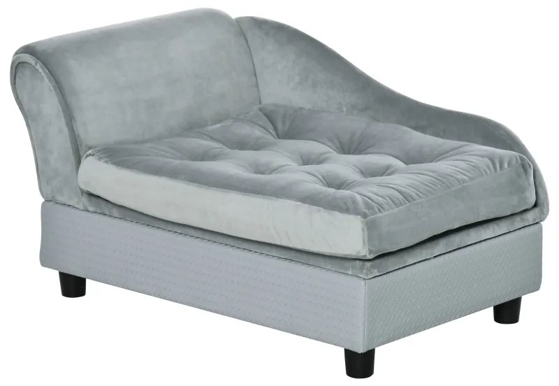 PawHut Pohovka pro psy s úložným prostorem, světle šedá (pes do 5 kg a 50 cm) D04-140