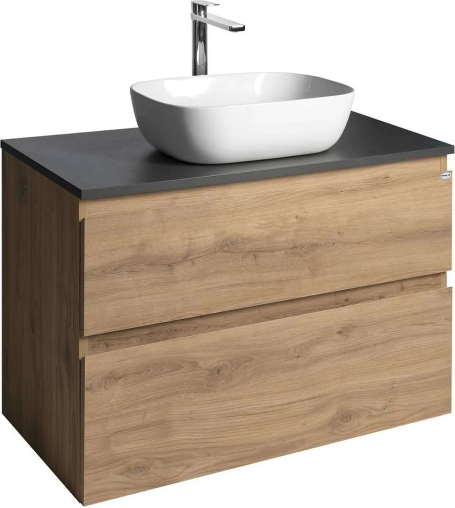Aqualine Altair - Umyvadlová skříňka 88 cm, dub emporio/antracit břidlice AI390-02