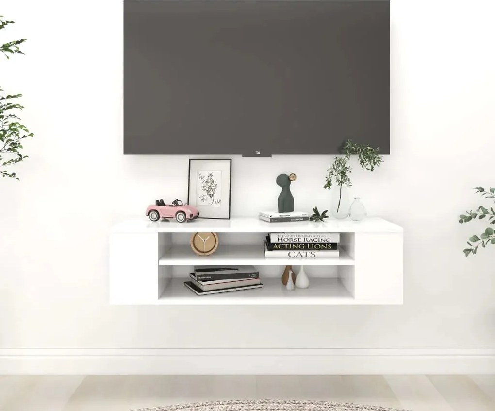 Fionshop 263596120 Závěsná Tv skříňka bílá 100 x 30 x 26,5 cm dřevotříska