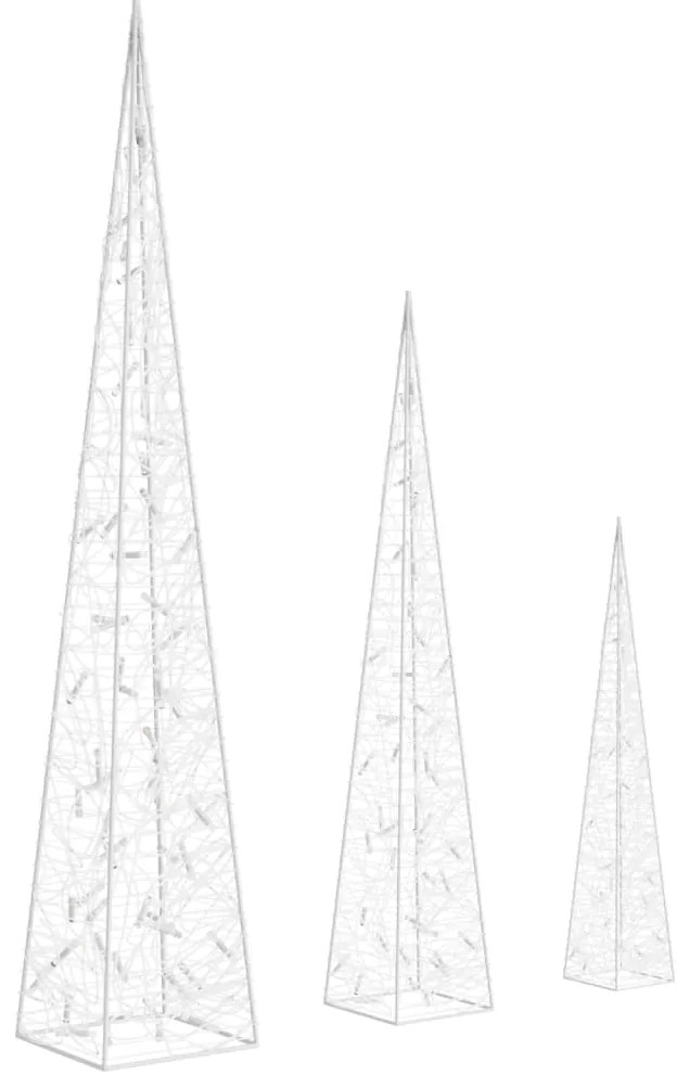 vidaXL Marketos Sada akrylových světelných LED kuželů studená bílá 60/90/120 cm