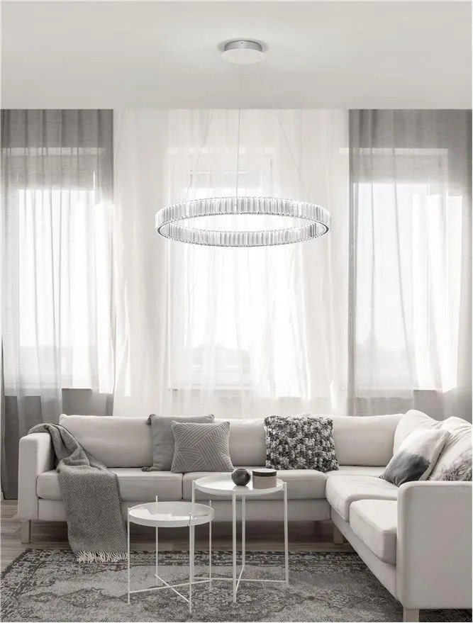 Nova Luce Závěsné designové svítidlo Aurelia 1, stříbrné, ø 80cm