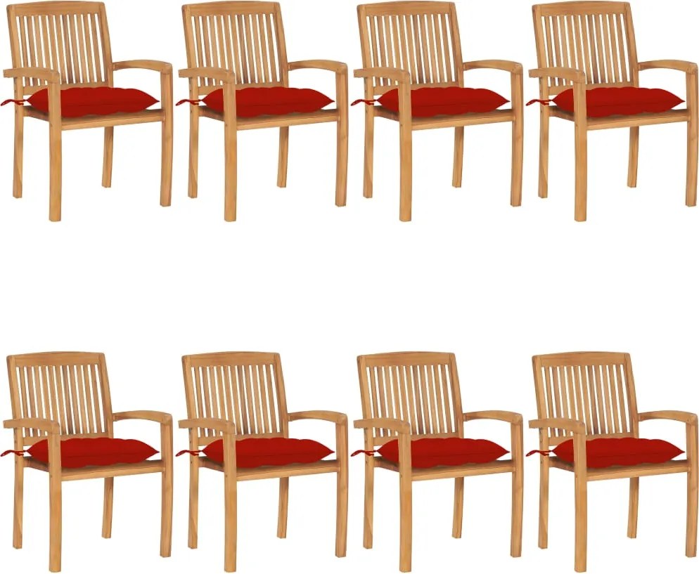Stohovatelné zahradní židle s poduškami 8 ks masivní teak 3073285