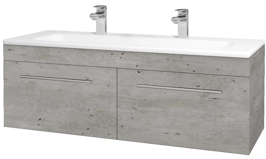 Dřevojas Koupelnová skříň ASTON SZZ2 120 Varianta: N01 Bílá lesk / Úchytka T05 / D01 Beton
