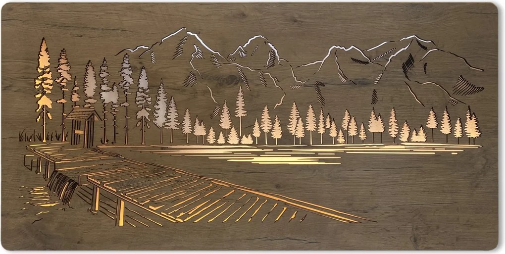 Li-Go "Pod vrcholy hor" světelný obraz 230V 120x60 cm provedení povrchu: dub