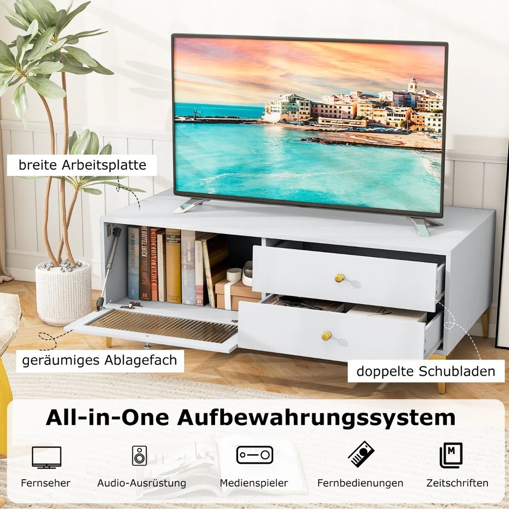 Costway TV stolek pro 55 palcový TV se zásuvkami konzolová skříňka TV konzole