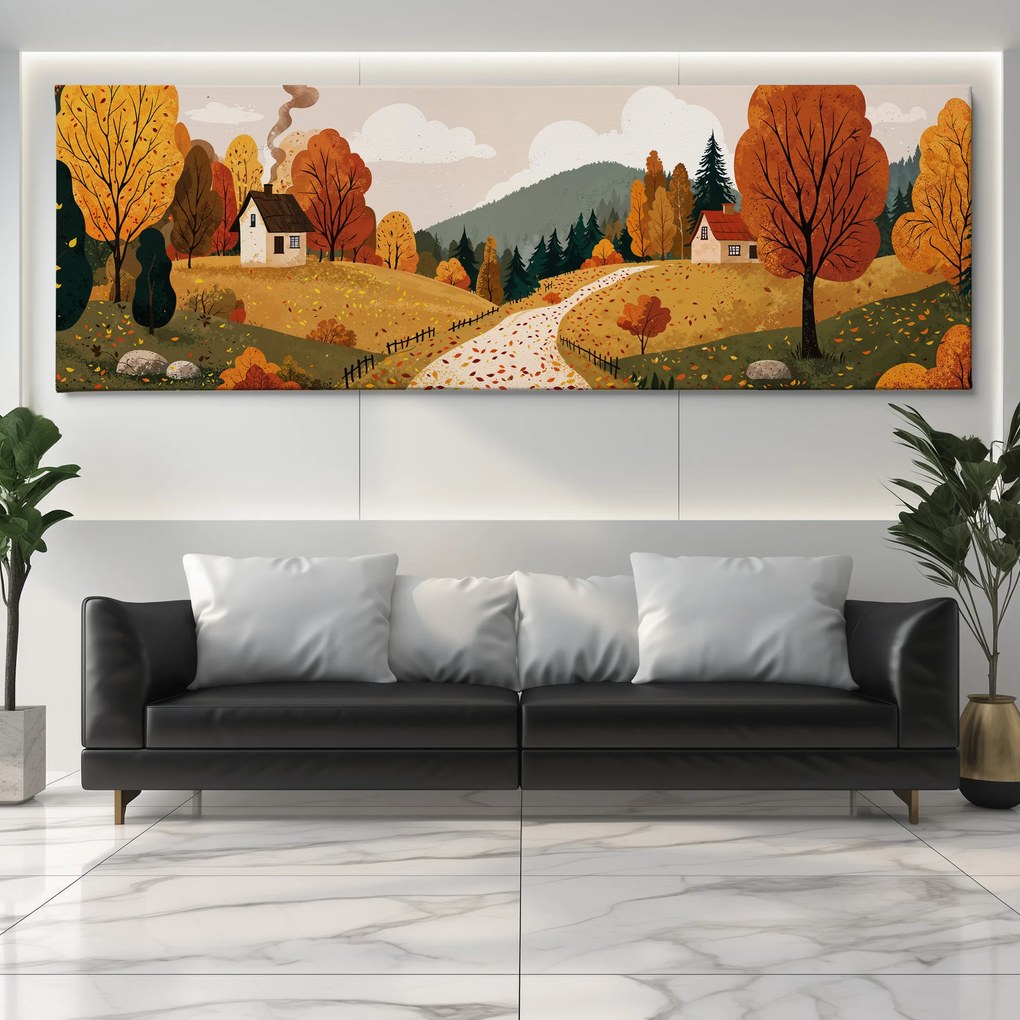 Obraz na plátně - Za lesem na Výrovce FeelHappy.cz Velikost obrazu (šířka x výška): 210 x 70 cm