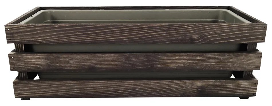 AMADEA Dřevěný obal s truhlíkem tmavý, 52x21,5x17cm, český výrobek