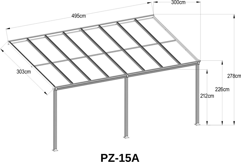 Hliníková pergola BestBerg PZ-15A / 15 m² / šedá