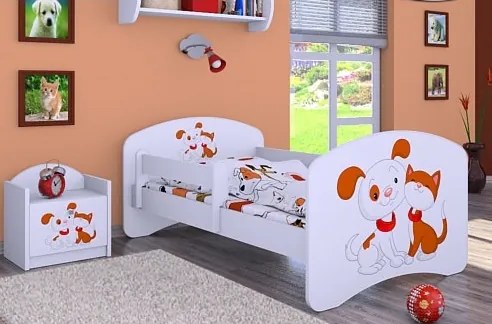 MAXMAX Dětská postel bez šuplíku 140x70cm PEJSEK A KOČIČKA
