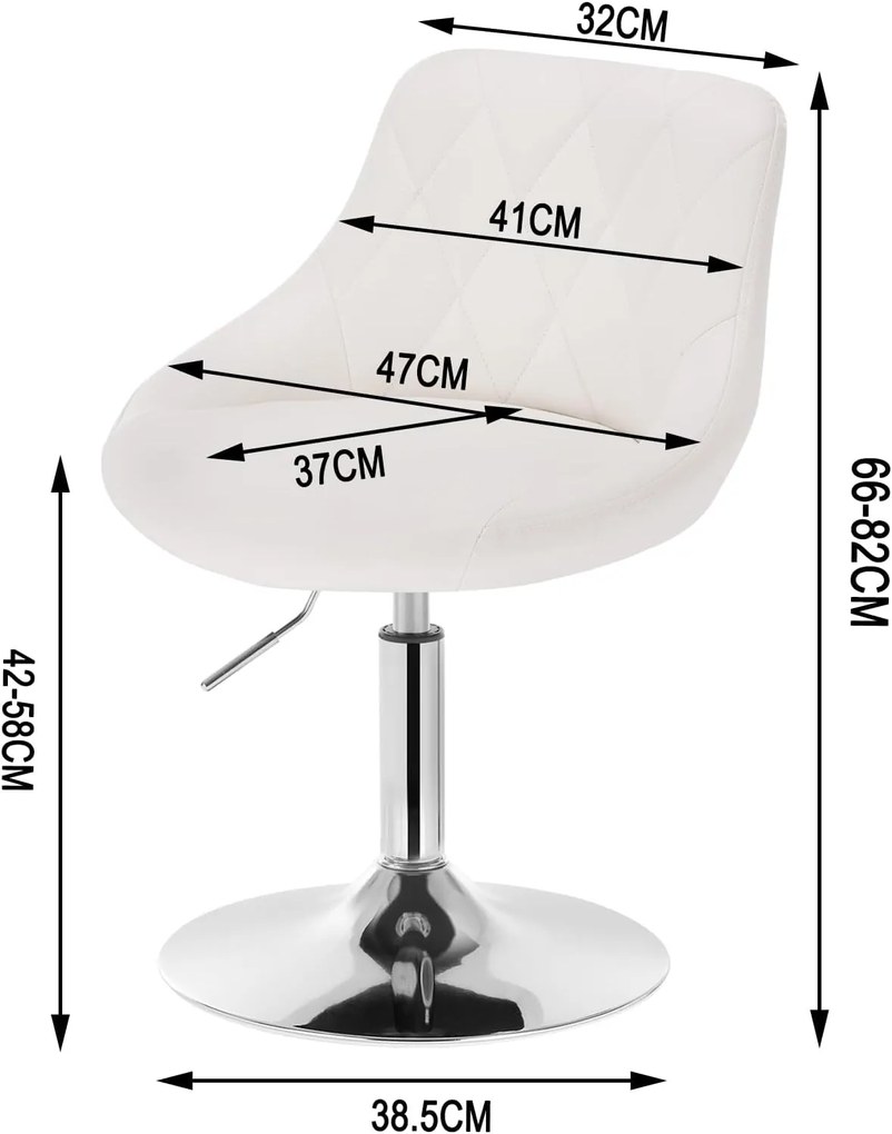 WOLTU Otočná židle, bílá, výškově nastavitelná, s opěrkou