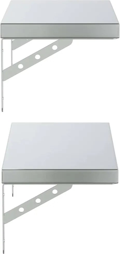 Nástěnné police 2 ks 50 x 23,5 cm stříbrné nerezová ocel 3214510