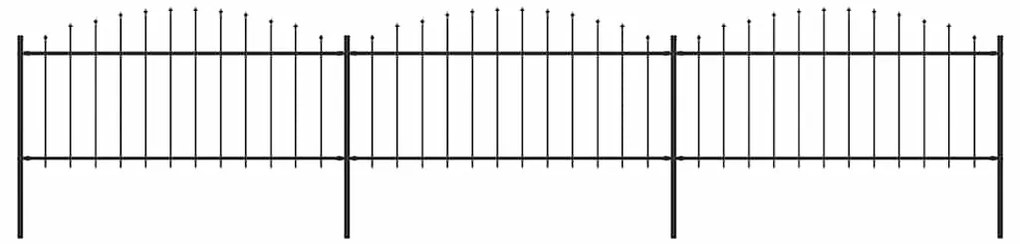Zahradní plot s kopím nahoře ocelový 504 x 75 cm černý 277705