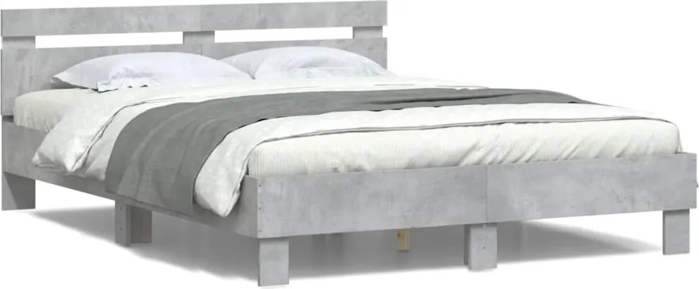 Rám postele s čelem a LED osvětlením betonově šedý 140 x 190 cm 3207563