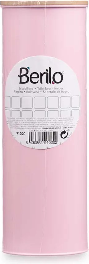 WC kartáč Beri, růžová/s dřevěnými a černými prvky