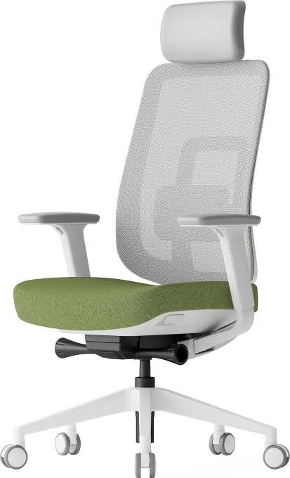Kancelářská ergonomická židle K42 WHITE SP – síť/ čalouněná, zelená