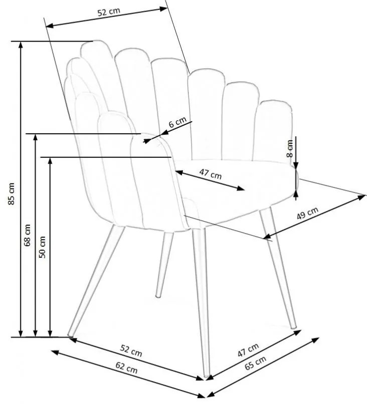 Jídelní křesílko PARADISE — kov, látka, šedá Halmar
