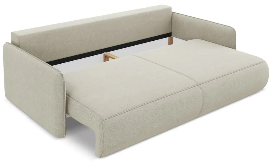 Krémová rozkládací/s úložným prostorem pohovka 216 cm Nanea – Makamii