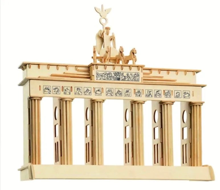 Woodcraft dřevěné 3D puzzle - Brandenburgská brána, 34 x 34 x 12 cm