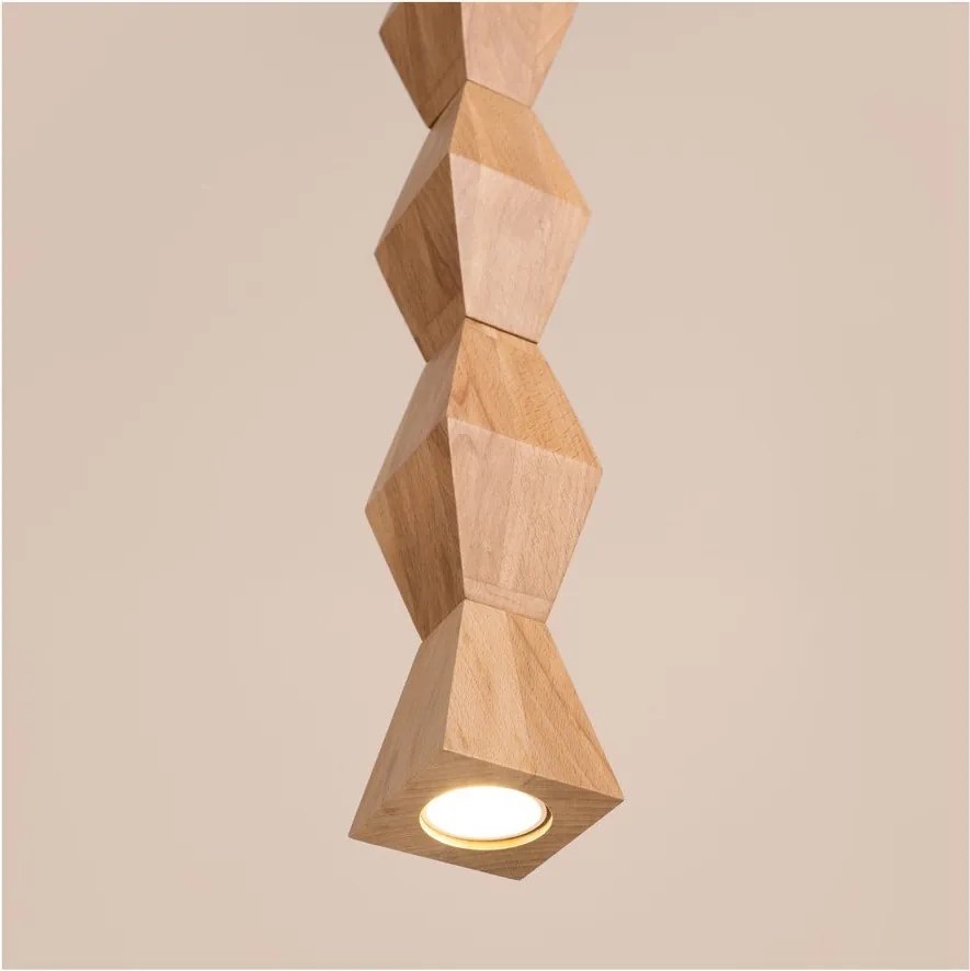 Závěsné svítidlo z bukového dřeva v přírodní barvě ø 8 cm Cubo – Sollux