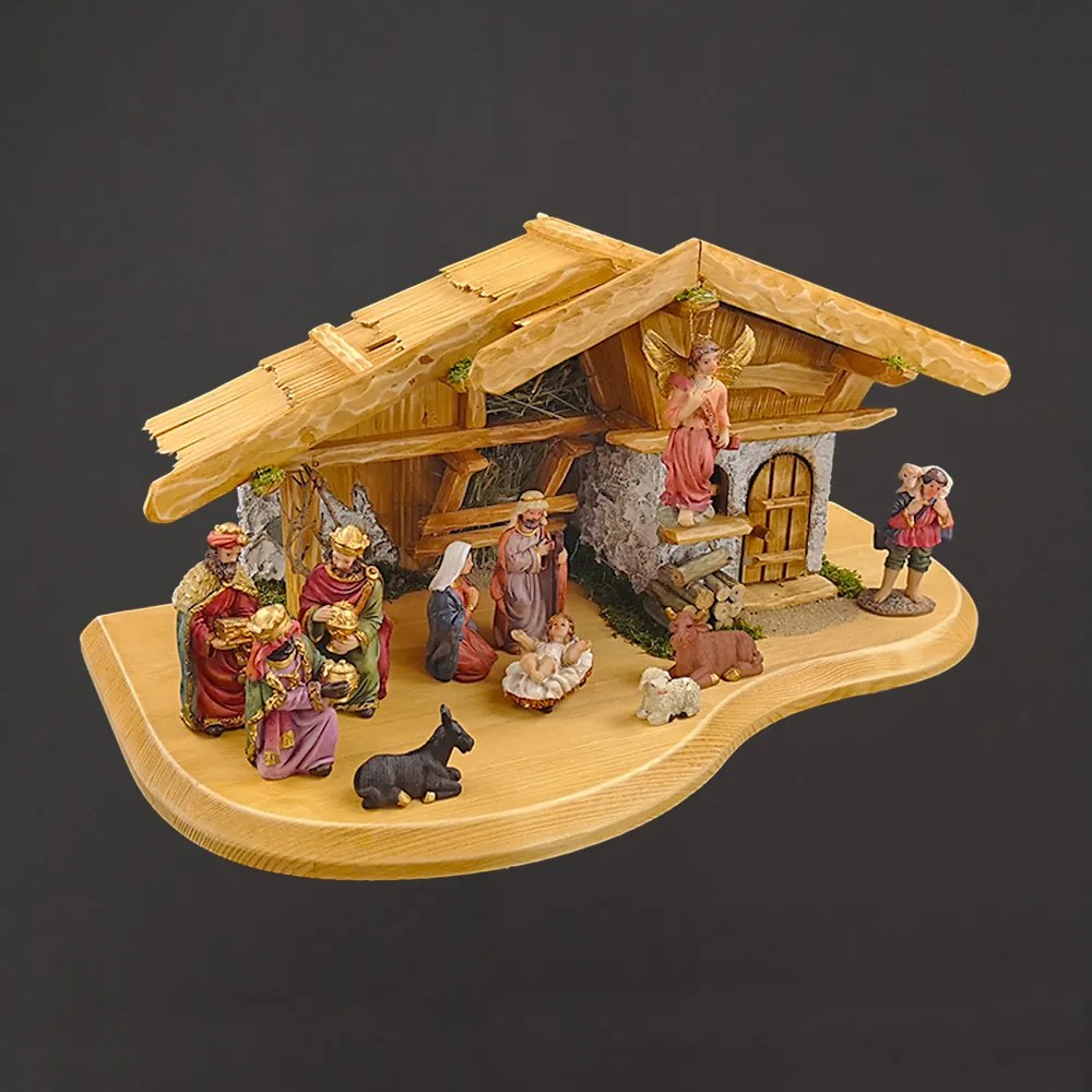 AMADEA Dřevěný betlém BEZ FIGUREK 45 cm
