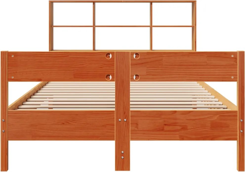 Postel s knihovnou bez matrace 140 x 190 cm masivní borovice 3323001