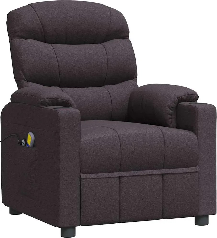 Elektrické masážní křeslo tmavě hnědé textil 3143508