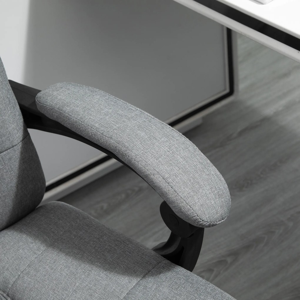 Kancelářská židle Vinsetto s polštářem pod hlavu a područkami, výškově nastavitelná otočná židle s podnožkou, lněná, ergonomická, 66 x 70 x 116-124 cm