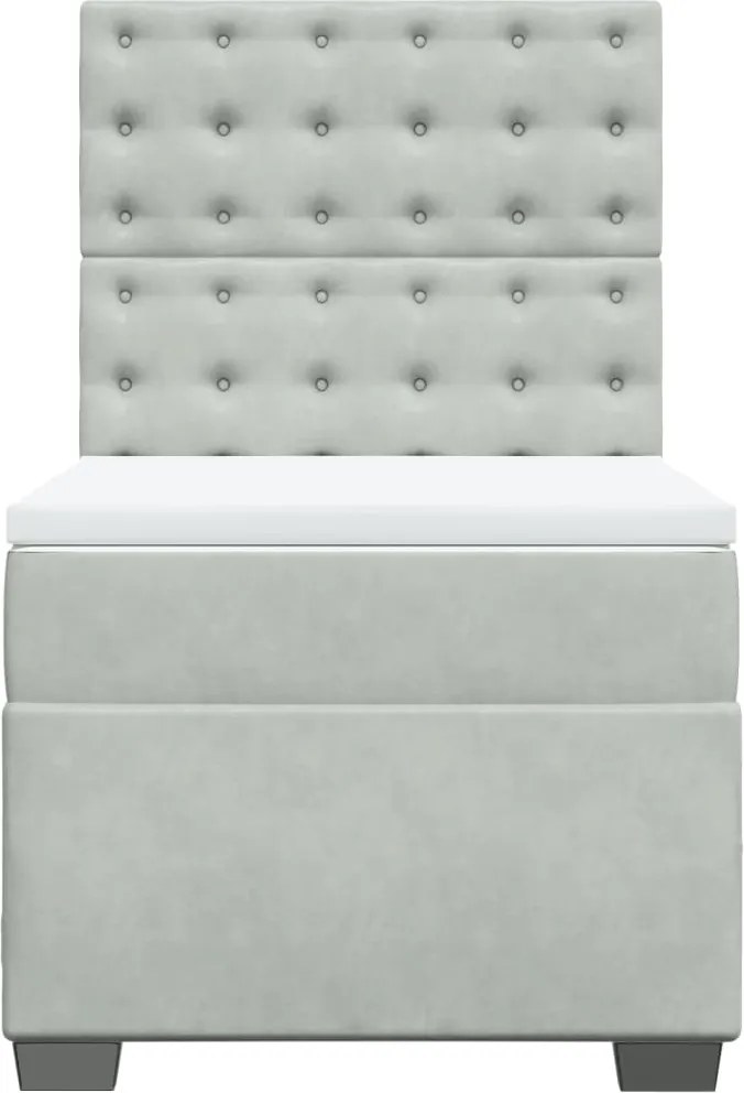 Box spring postel s matrací světle šedá 100x200 cm samet 3290846